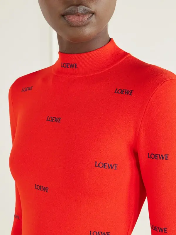 Loewe Logo-embroidered Ribbed-knit Turtleneck Sweater