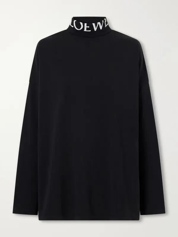 Loewe Logo-print Cotton-jersey Turtleneck Sweatshirt