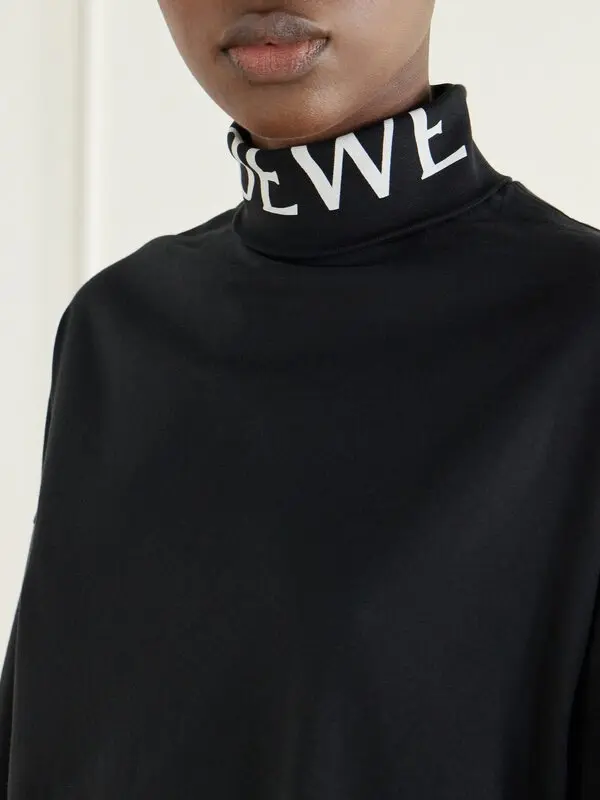 Loewe Logo-print Cotton-jersey Turtleneck Sweatshirt