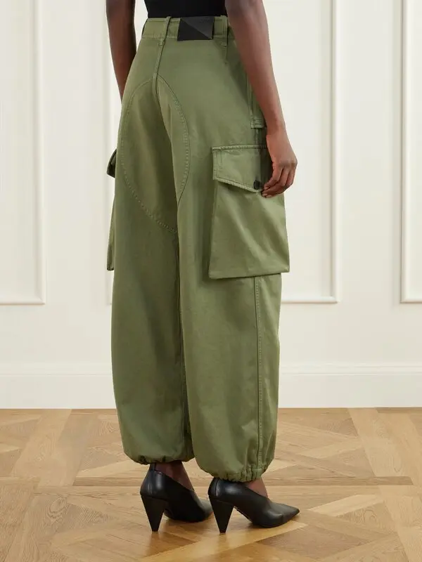 Loewe Belted Pleated Cotton-gabardine Wide-leg Cargo Pants