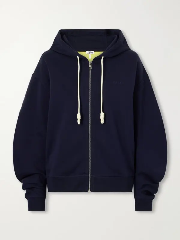 Loewe Logo-embroidered Cotton-jersey Hooded Zip-up Sweatshirt
