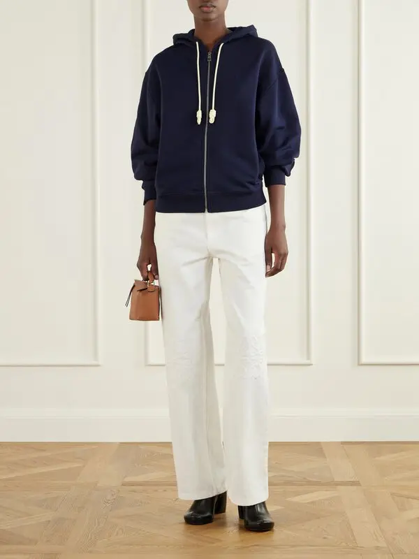 Loewe Logo-embroidered Cotton-jersey Hooded Zip-up Sweatshirt