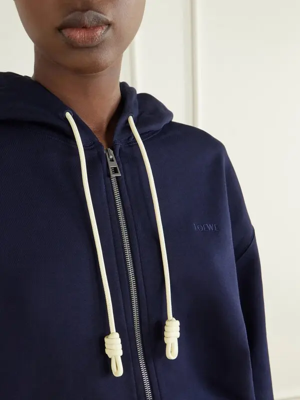 Loewe Logo-embroidered Cotton-jersey Hooded Zip-up Sweatshirt