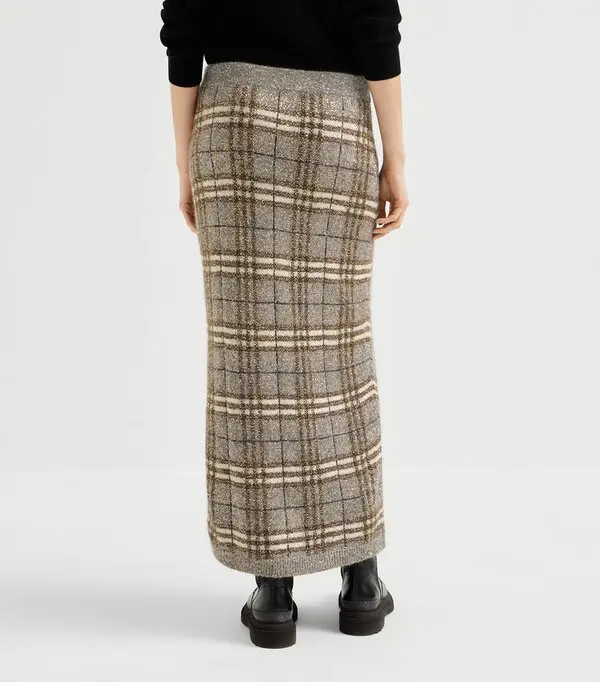 Brunello Cucinelli Check Sparkling Skirt