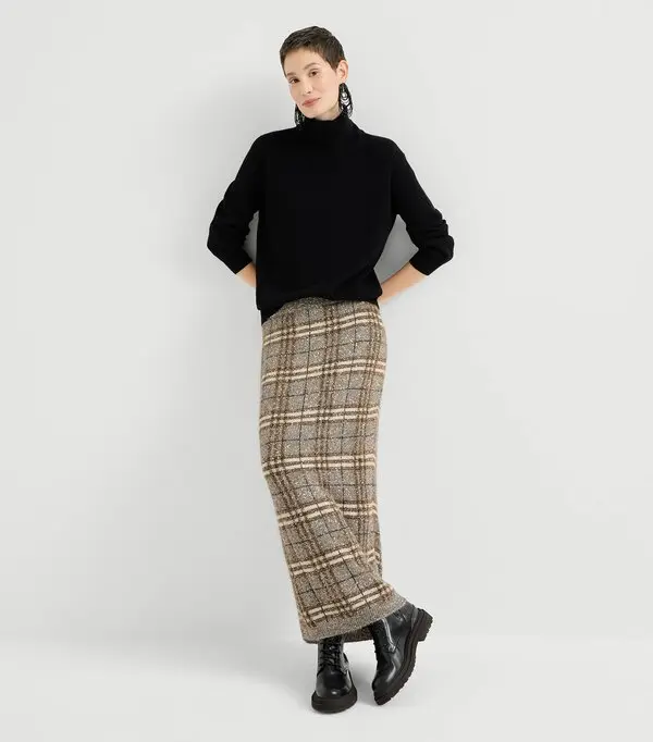 Brunello Cucinelli Check Sparkling Skirt