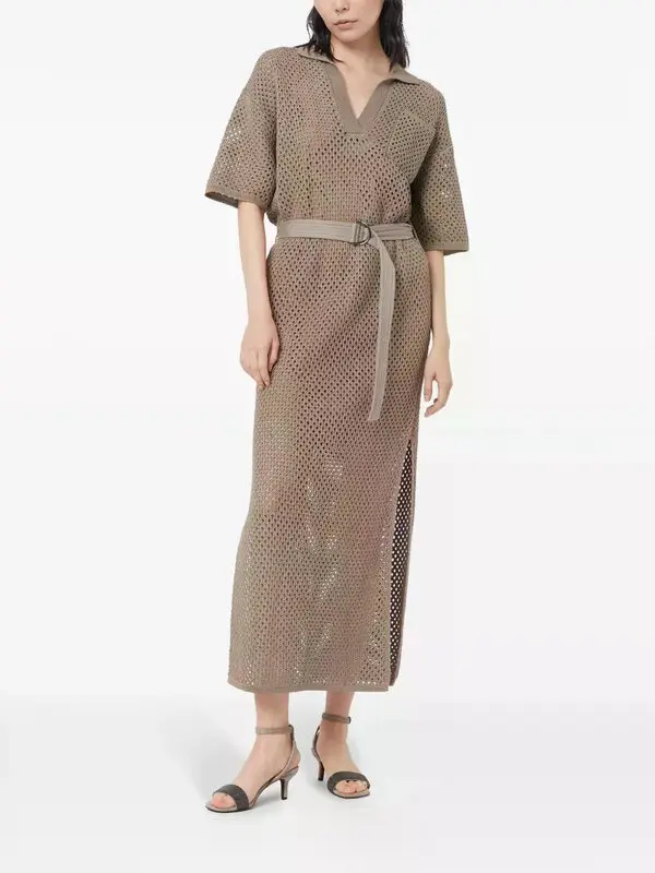 Brunello Cucinelli Crochet-knit Cotton Midi Dress