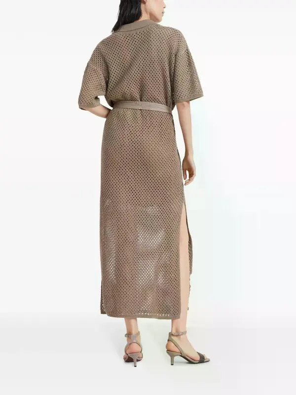 Brunello Cucinelli Crochet-knit Cotton Midi Dress