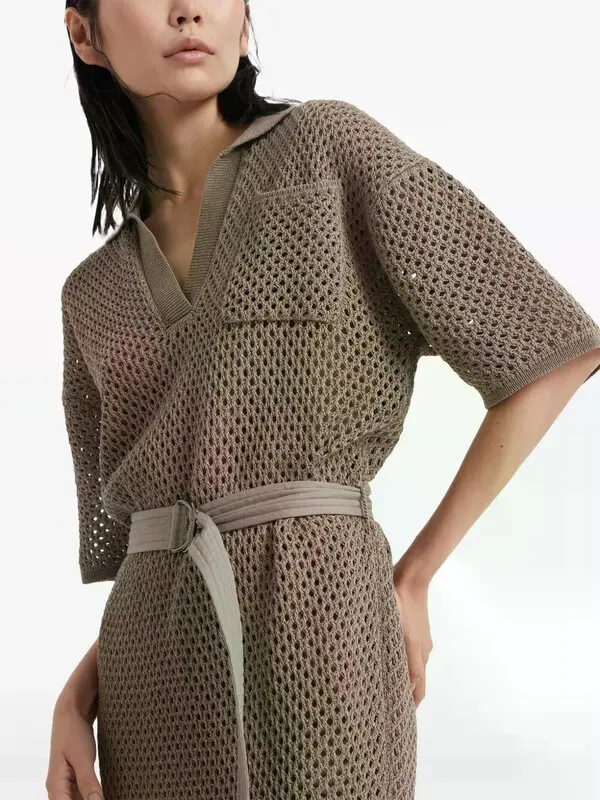 Brunello Cucinelli Crochet-knit Cotton Midi Dress