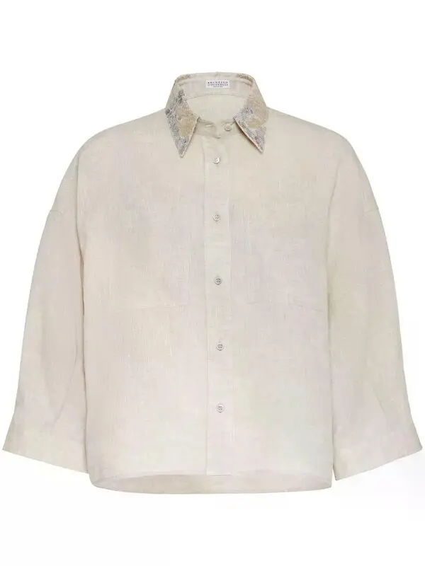Brunello Cucinelli Embroidered Linen Shirt