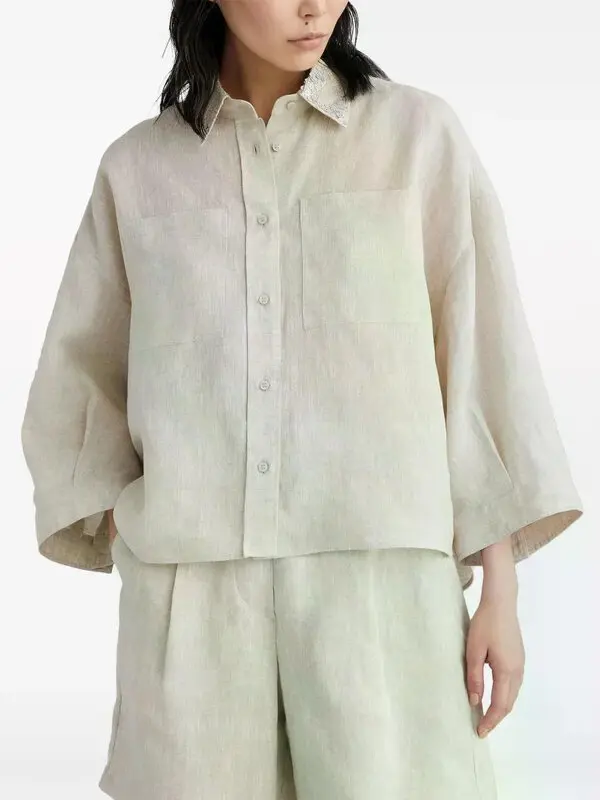 Brunello Cucinelli Embroidered Linen Shirt