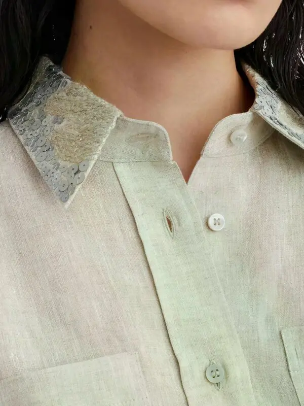 Brunello Cucinelli Embroidered Linen Shirt