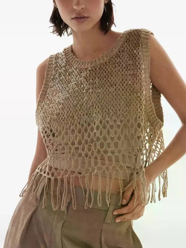 Brunello Cucinelli Sequin-embellished Open-knit Vest