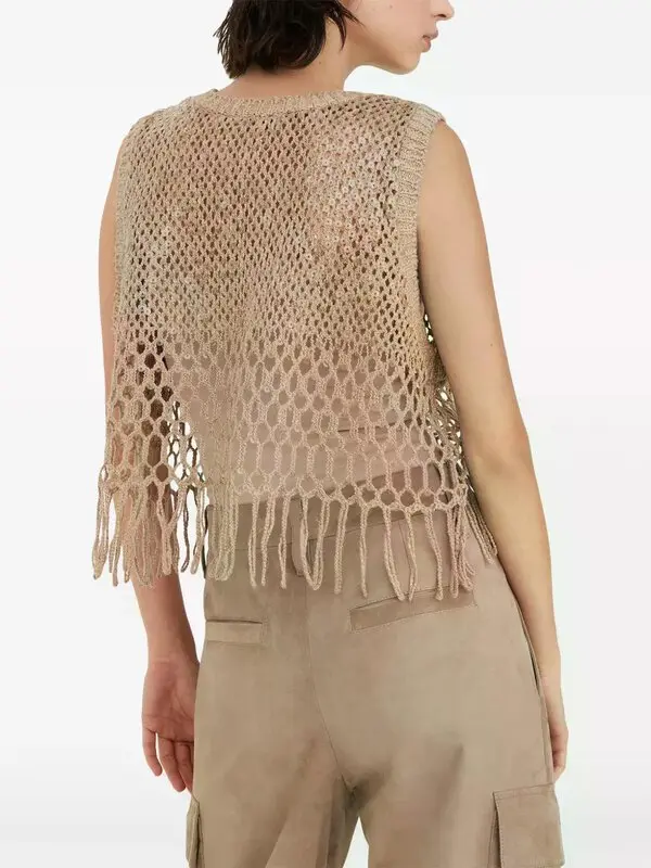 Brunello Cucinelli Sequin-embellished Open-knit Vest