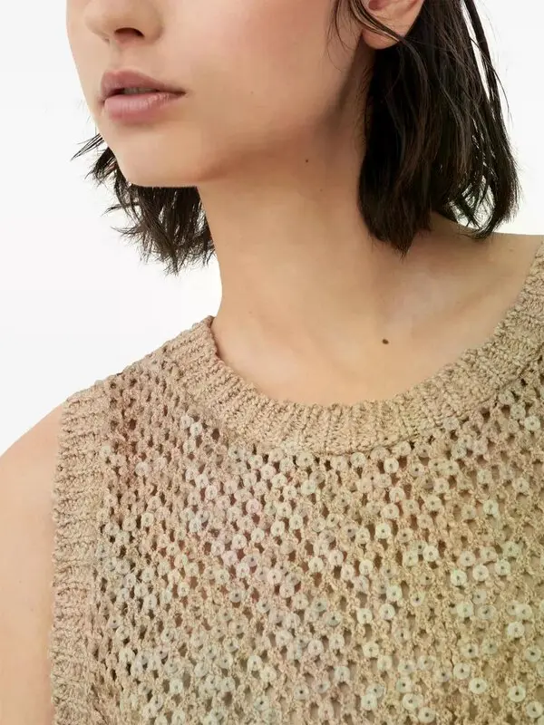Brunello Cucinelli Sequin-embellished Open-knit Vest