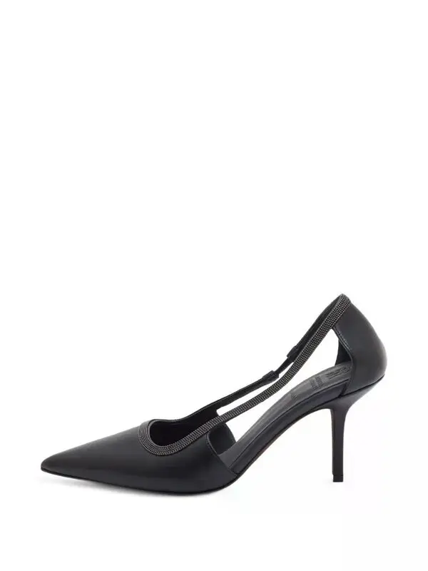 Brunello Cucinelli Leather Cutout Pumps - Black