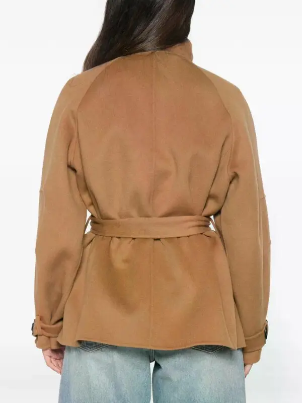 Maje Belted Funnel-neck Coat