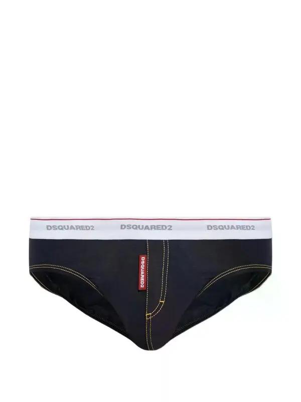 Dsquared2 Logo-waistband Contrast-stitch Briefs - Black