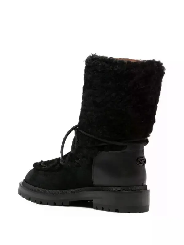 SERGIO ROSSI Shearling-trim Lace-up Boots