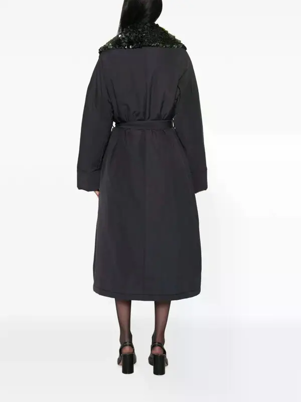 Plan C Sequin-embellished Belted Coat