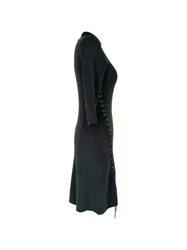 Maje Ribbed-knit Lace-up Dress