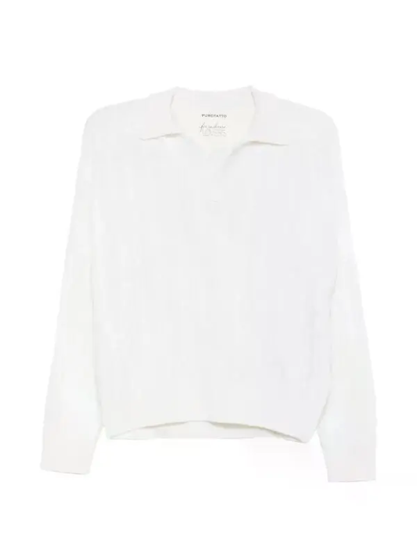 PUROTATTO Cable-knit Polo-collar Sweater - Neutrals