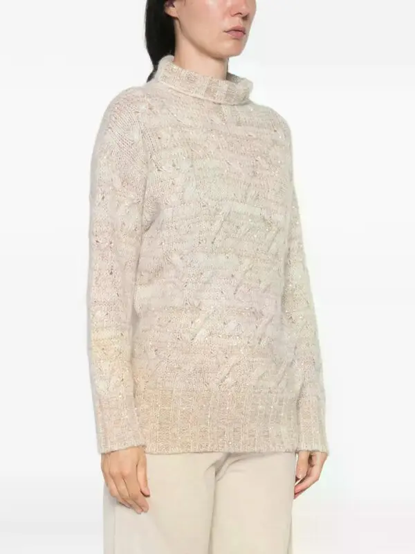 Fabiana Filippi Cable-knit Sequin-embellished Sweater