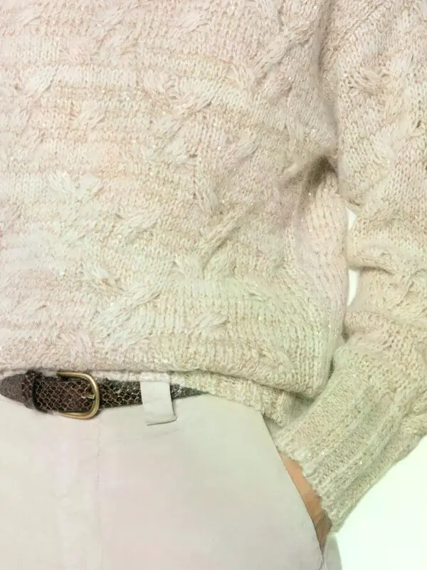Fabiana Filippi Cable-knit Sequin-embellished Sweater