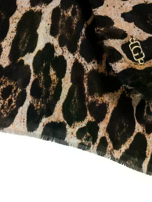 Guess Leopard-print Frayed Scarf