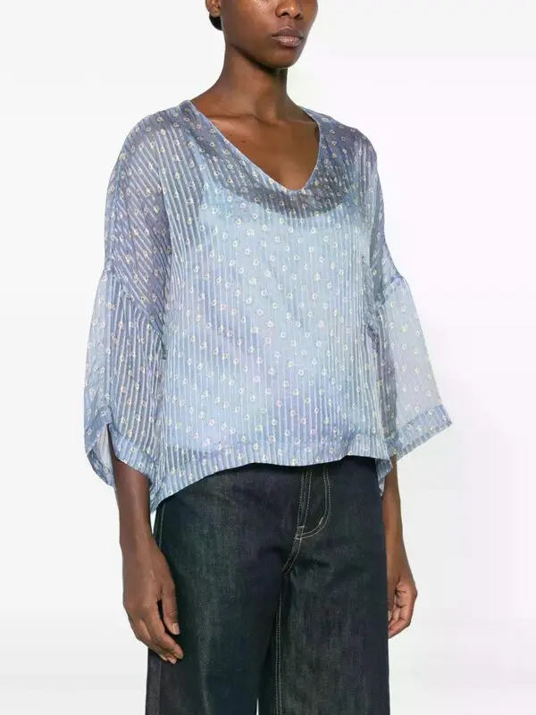KRISTINA TI Floral-print Striped Top