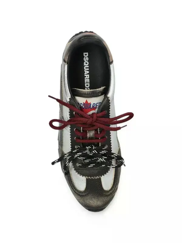 Dsquared2 Dc-642 Distressed Metallic Leather Sneakers