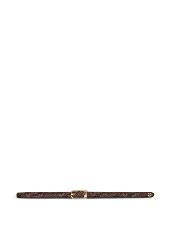 Maje Python-effect Leather Skinny Belt - Brown