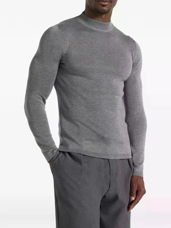 Manière De Voir Kw003 In Fitted Mock Neck Wool-blend Jumper - Grey