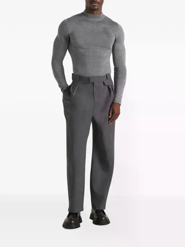 Manière De Voir Kw003 In Fitted Mock Neck Wool-blend Jumper - Grey