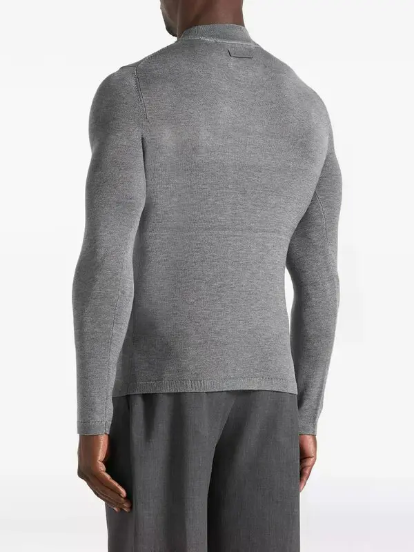 Manière De Voir Kw003 In Fitted Mock Neck Wool-blend Jumper - Grey