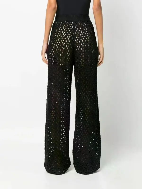 Brunello Cucinelli Open-knit Wide-leg Trousers
