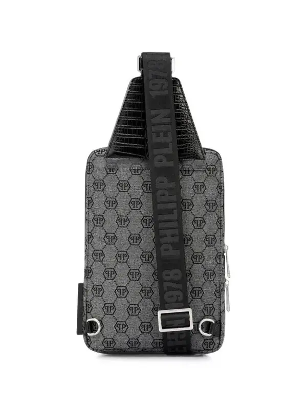 Philipp Plein Denim Crossbody Bag Jacquard Monogram - Grey