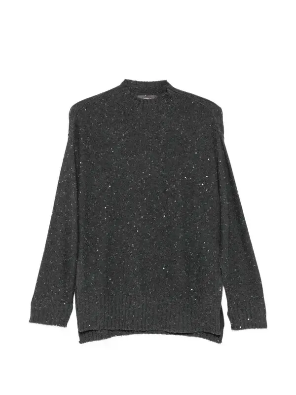 Lorena Antoniazzi Sequin-embellished Side-slit Sweater