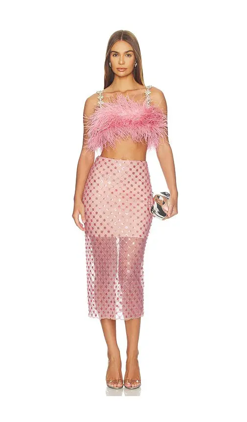 BRONX BANCO Madeline Diamond Feather Crop Top In . Also