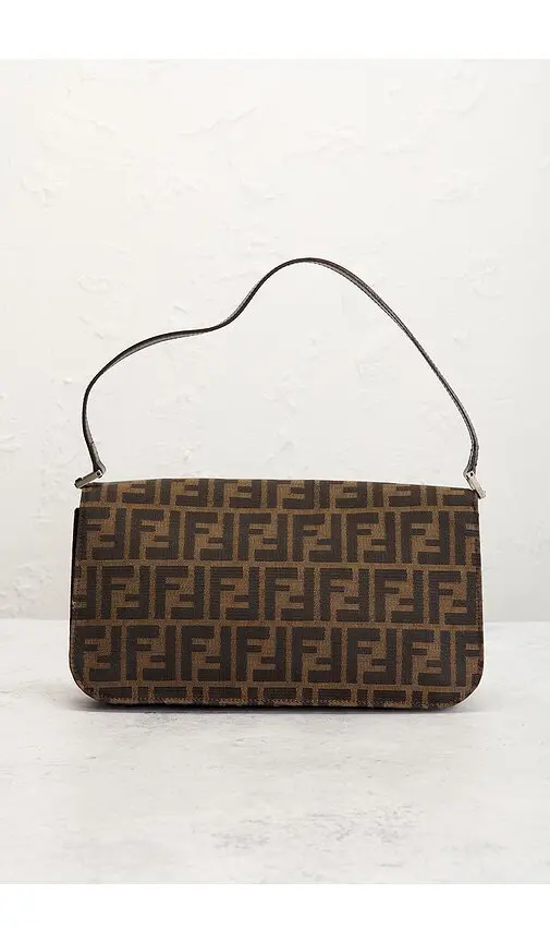 FWRD RENEW Fendi Zucca Monogram Baguette Shoulder Bag