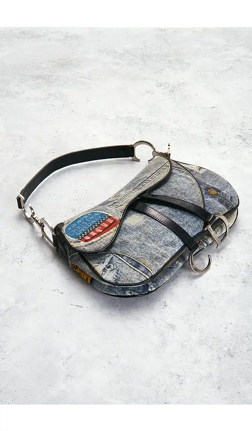 FWRD RENEW Dior Denim Speedway Double Saddle Bag