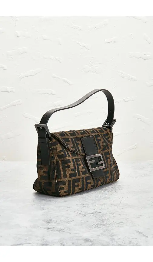FWRD RENEW Fendi Zucca Monogram Baguette Shoulder Bag
