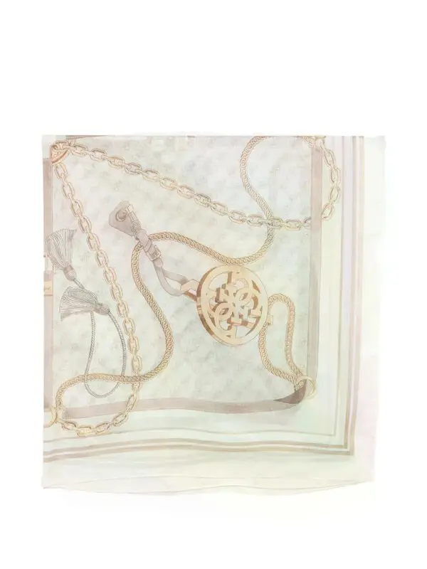 Guess Logo-print Tassel-detail Scarf - Neutrals