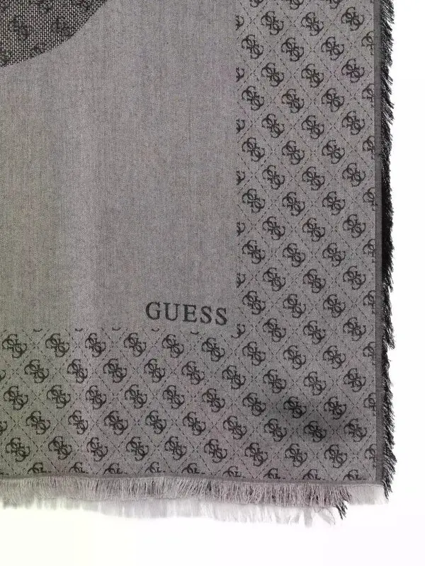 Guess Logo-print Frayed Scarf - Grey