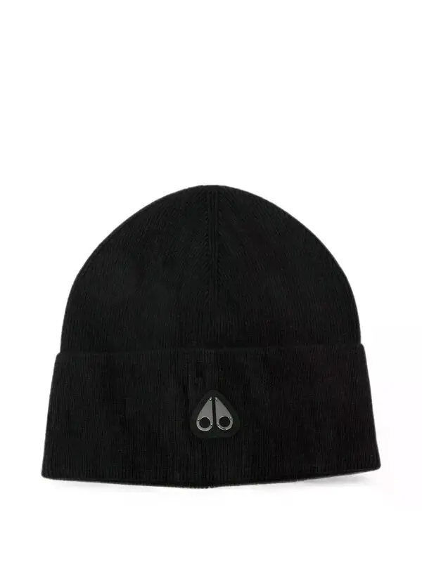 Moose Knuckles Frost Logo-plaque Beanie Hat - Black