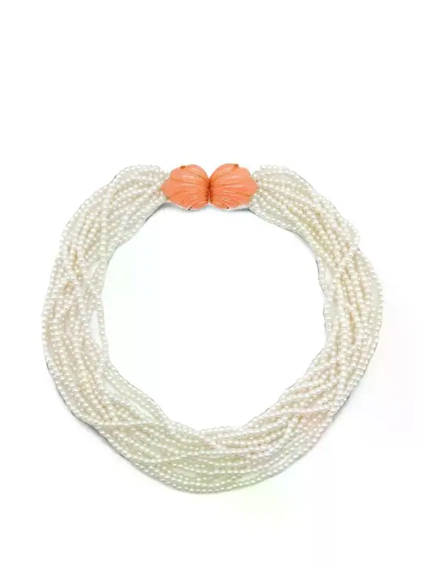 JENNIFER GIBSON JEWELLERY 1980s Trifari Pearl Torsade Necklace - Gold