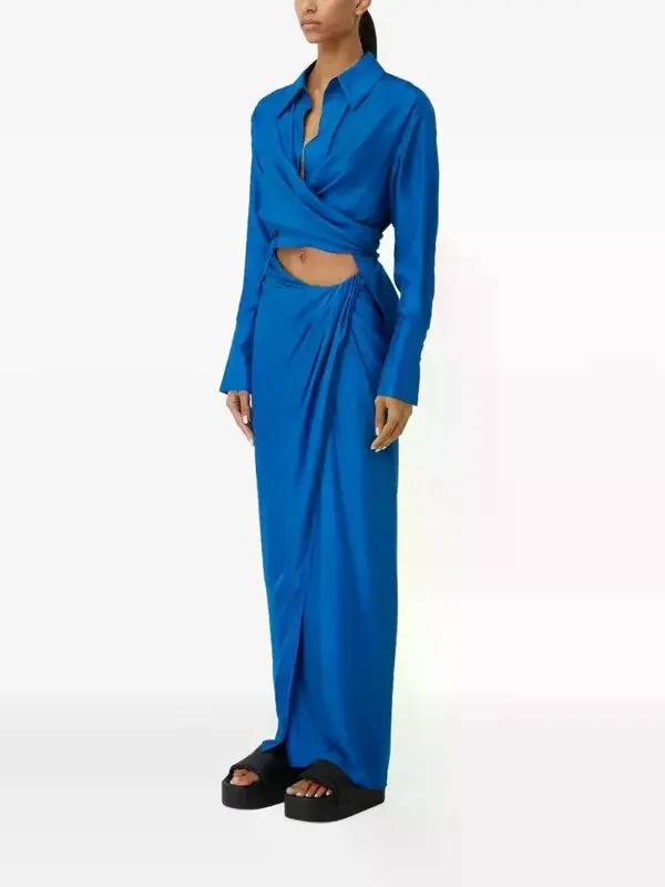 Gauge81 Silk Wrap Shirt - Blue
