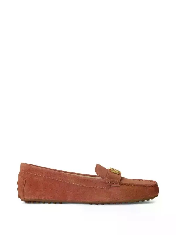 Ralph Lauren Barnsbury Logo-plaque Suede Ballet Flats - Red