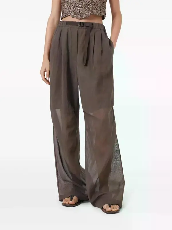 Brunello Cucinelli Semi-sheer Wide-leg Trousers