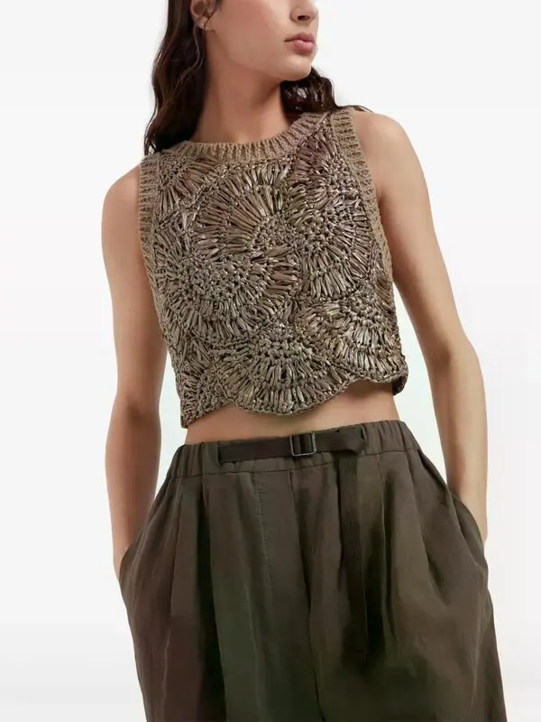 Brunello Cucinelli Semi-sheer Wide-leg Trousers