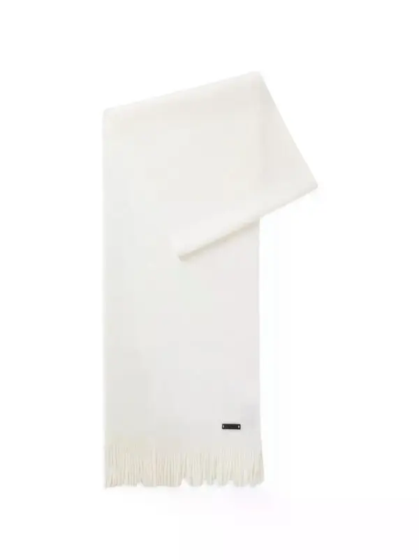 BOSS Knitted Scarf In Virgin Wool With Logo-detail - Neutrals